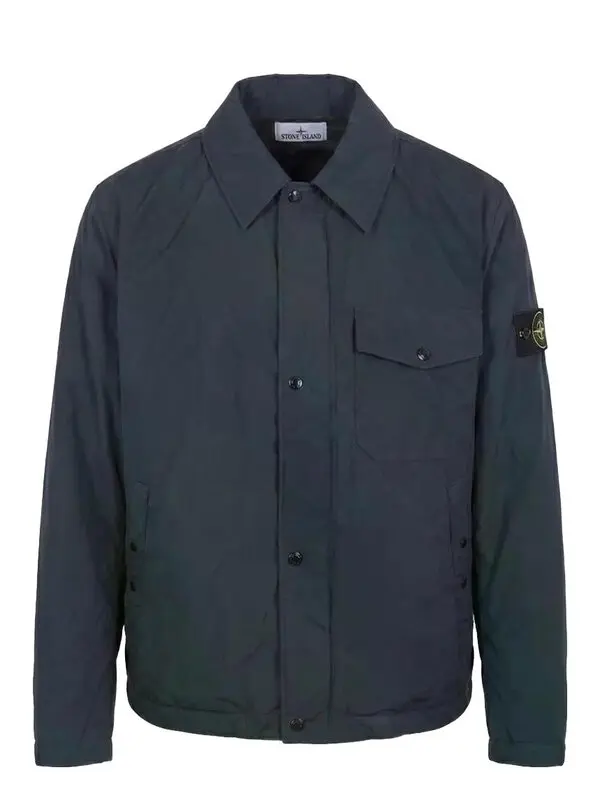 Stone Island Logo-patch Button-fastening Jacket - Blue