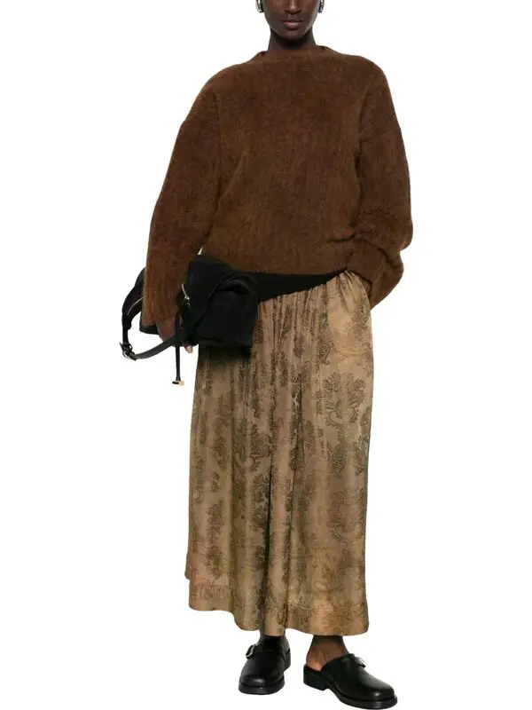 UMA WANG Brushed Crew Neck Sweater - Brown
