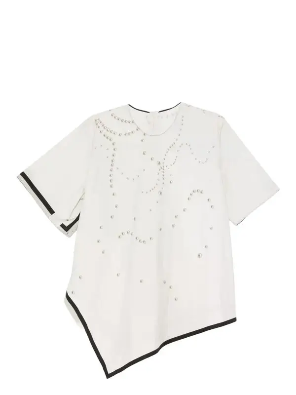 JNBY Asymmetric Pearl Print Blouse - Neutrals