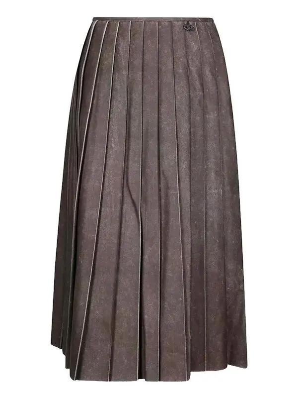 DIESEL® Pleated Logo-plaque Skirt - Brown