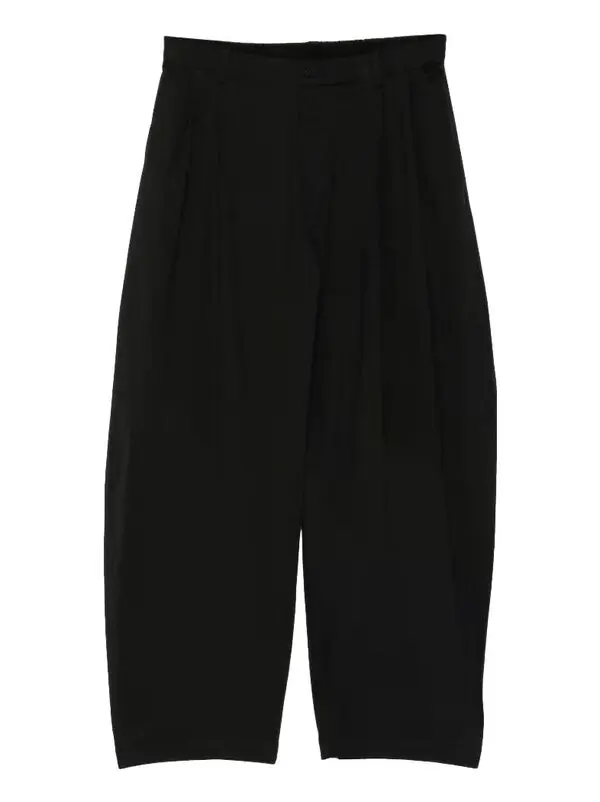 CROQUIS Double-pleat Curved-leg Trousers - Black