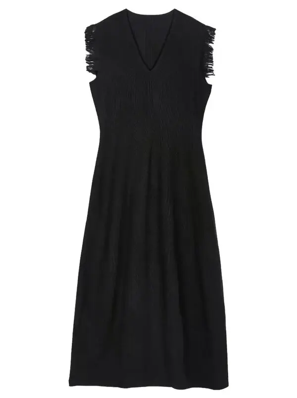LESS Fringed Midi Dress - Black