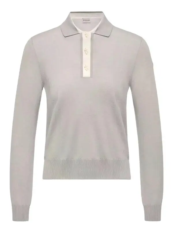 Moncler Long-sleeve Polo Sweater - Grey