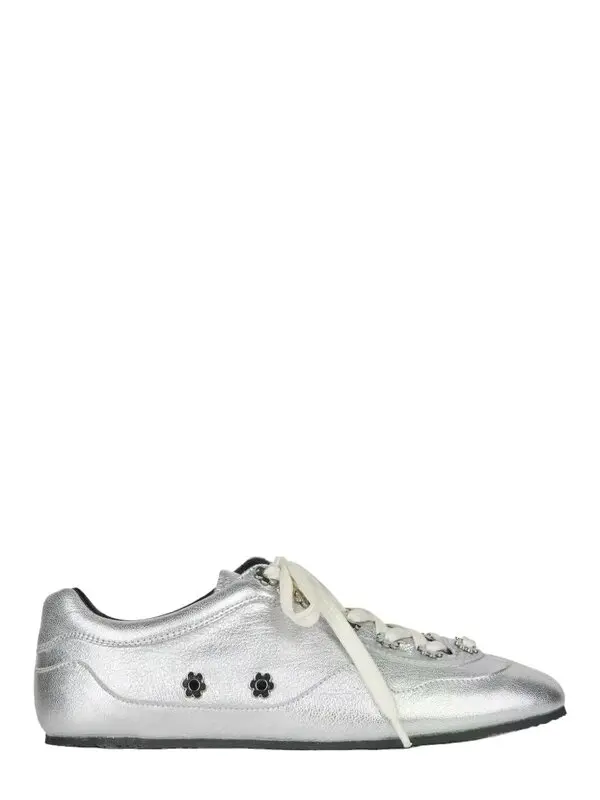 Cecilie Bahnsen Flower-embellished Leather Sneakers - Silver