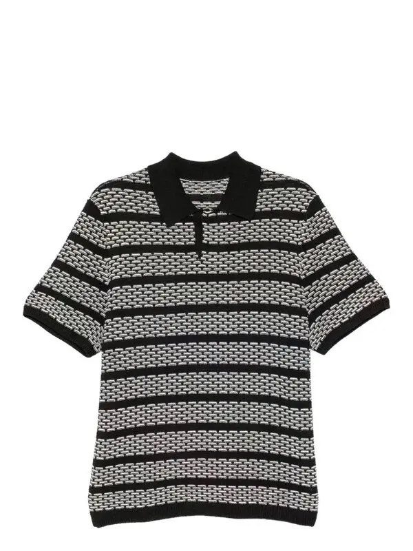 CROQUIS Stripped-pattern Knitted Top - Black