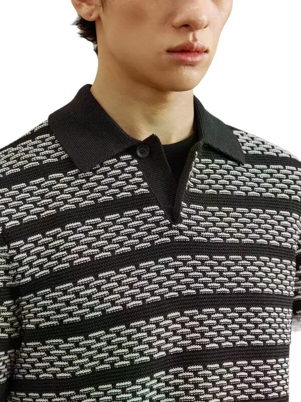 CROQUIS Stripped-pattern Knitted Top - Black