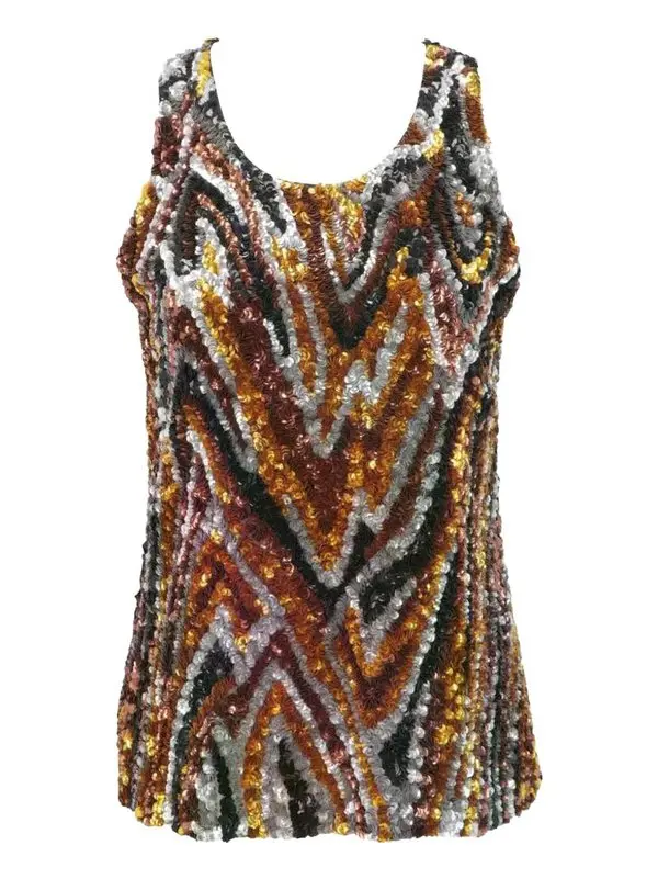 TOM FORD Sleeveless Sequined Scoop Neck Top - Brown