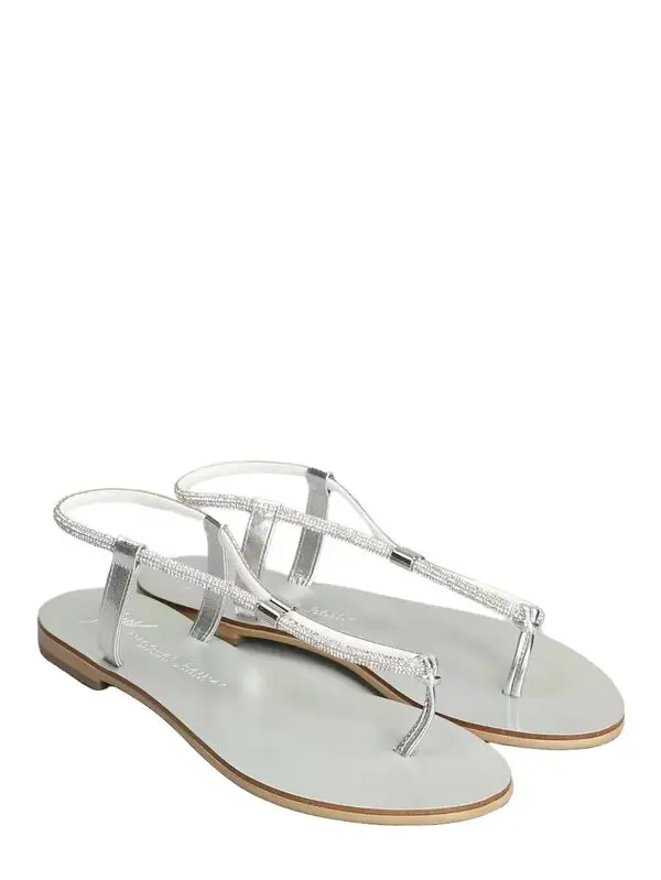 NICOLAS LAINAS Embellished Metallic Sandals - Silver
