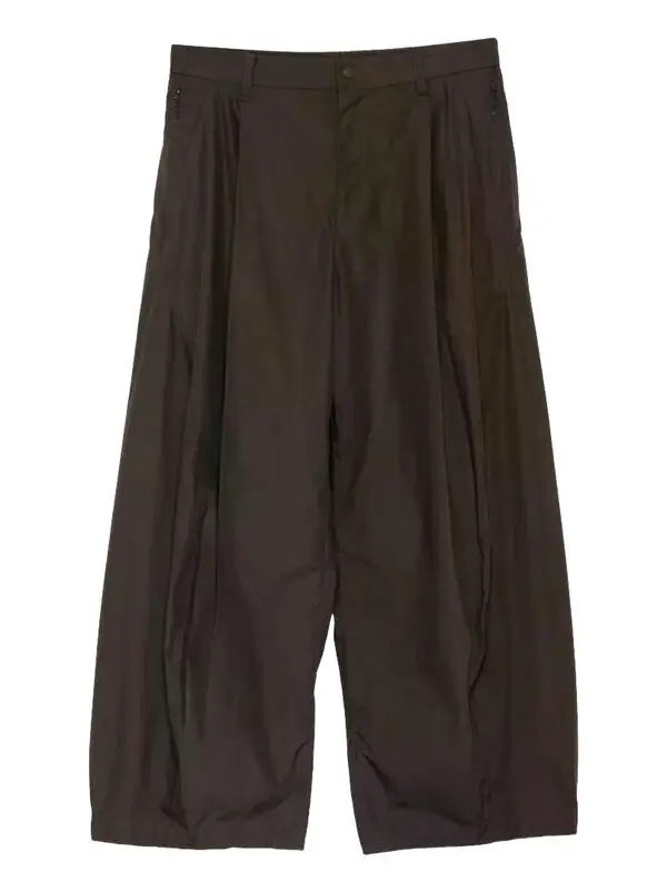 CROQUIS Curved-leg Poplin Trousers - Brown