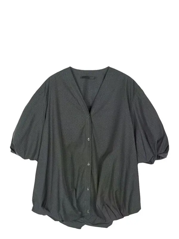 JNBY Printed V-neck Puff Sleeve Shirt - Green