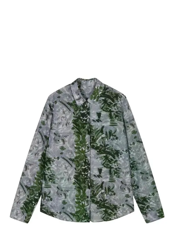 JNBY Misty-print H-silhouette Long-sleeve Shirt - Green