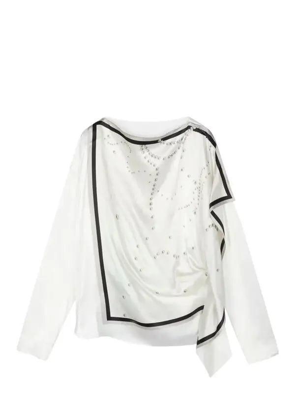 JNBY Pearl Print Draped Blouse - White