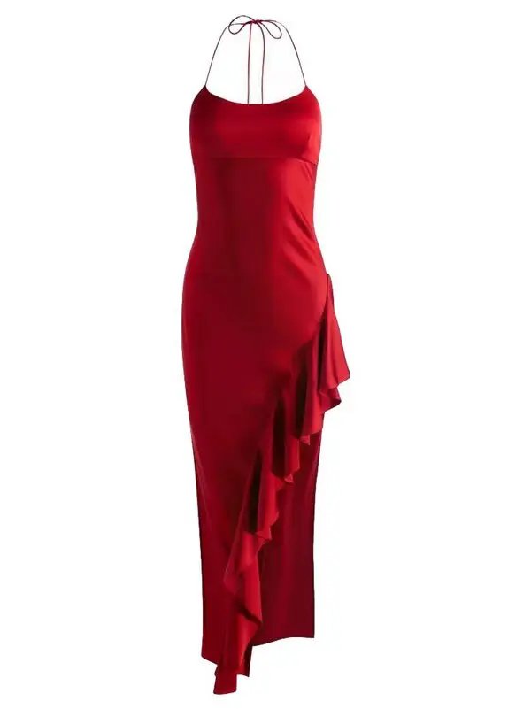 Alice + Olivia Palma Asymmetrical Ruffled Dress - Red