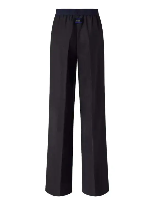 Pinko Wide-leg Trousers With Logo Waistband - Black