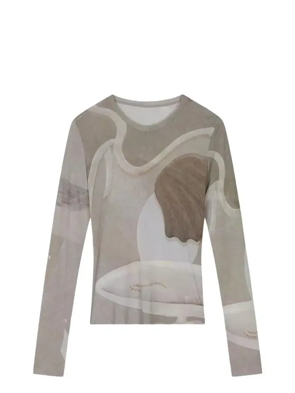 JNBY Long Sleeve Abstract Print Tee - Grey