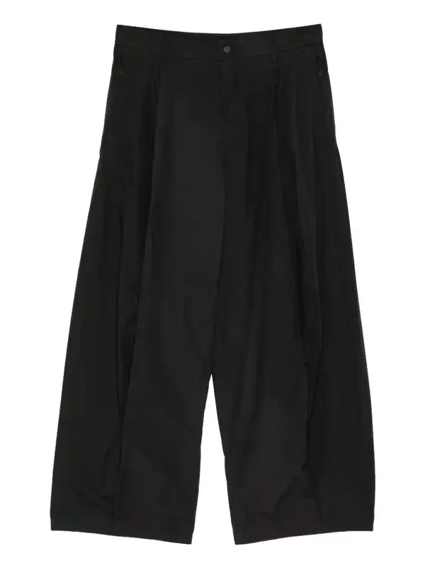 CROQUIS Curved-leg Poplin Trousers - Black