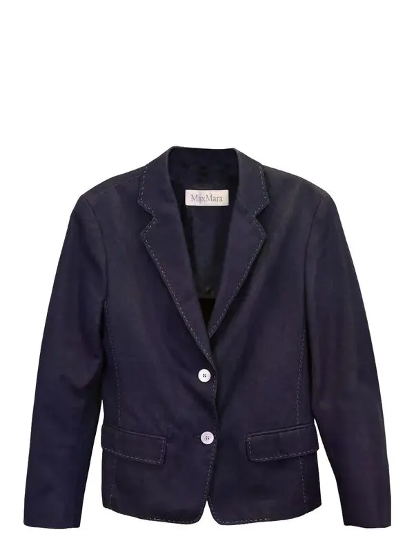 Max Mara Cotton Contrast-stitch Denim Blazer - Blue