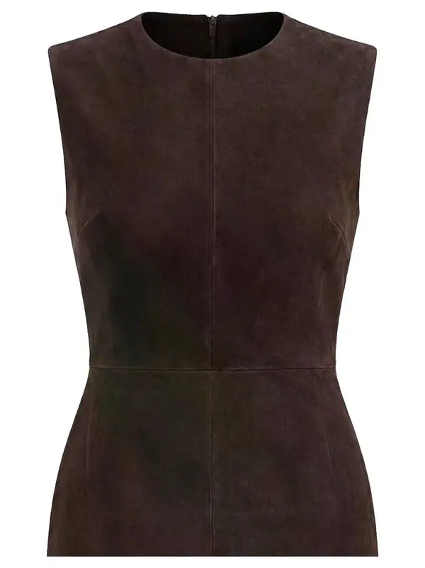 Stouls Evita Sleeveless Suede Dress - Brown