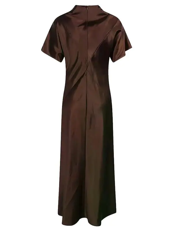Pinko Cowl Neck Short Sleeve Maxi Dress - Brown