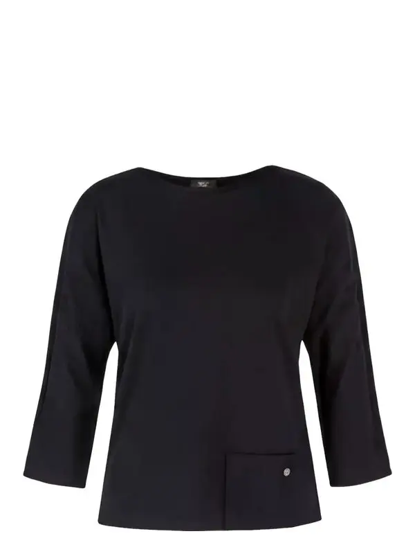 MARCCAIN Boat-neck T-shirt With Patch Pocket - Black