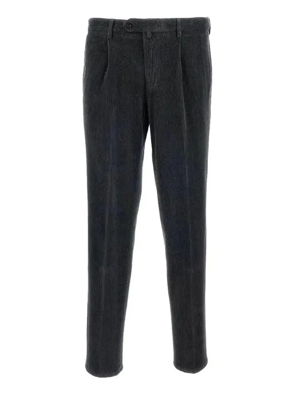BRIGLIA 1949 Pleated Corduroy Trousers - Grey