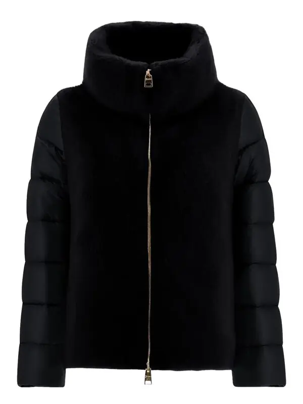 Herno Faux Fur-insert Zip-up Padded Jacket - Black