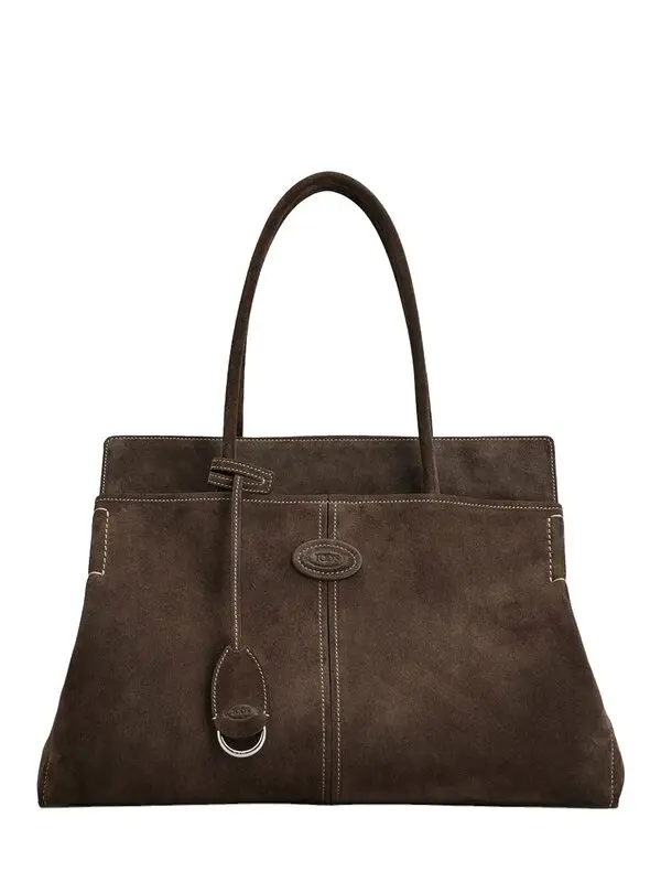 TOD`S Tod's Medium Suede Leather Shopping Bag - Brown