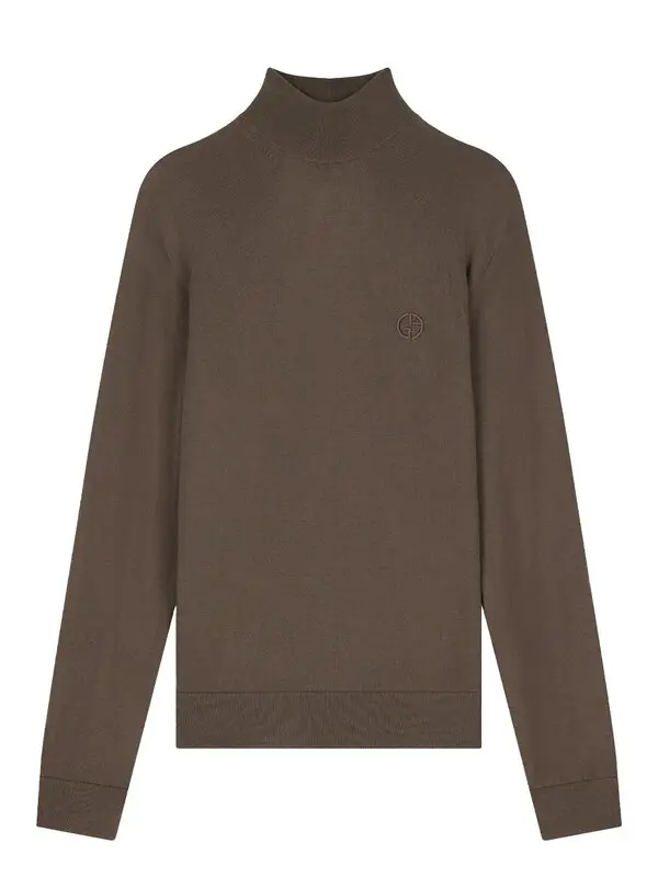 Giorgio Armani Virgin Wool High Neck Sweater - Brown