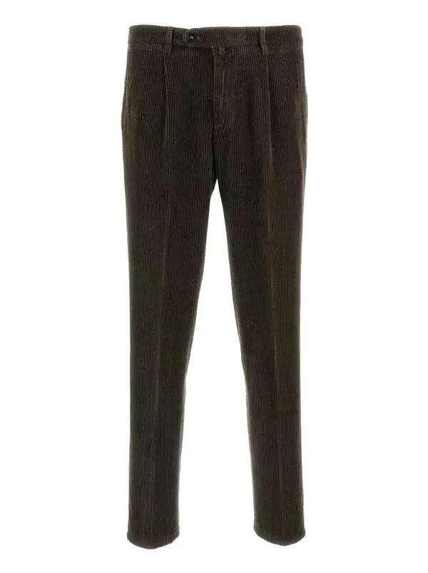 BRIGLIA 1949 Pleated Corduroy Trousers - Brown