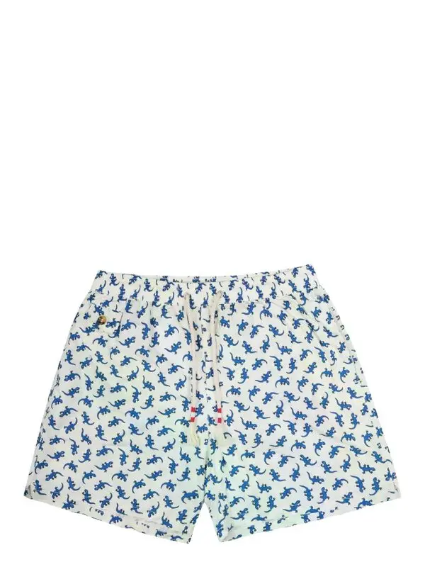MC2 SAINT BARTH Gecko Print Drawstring Swim Shorts - Neutrals