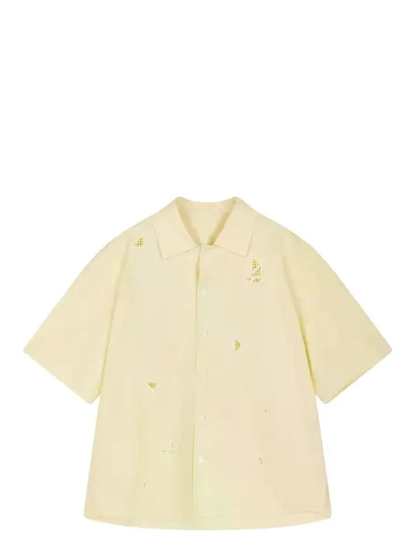 CROQUIS Eyelet-embroidery Short-sleeve Shirt - Yellow