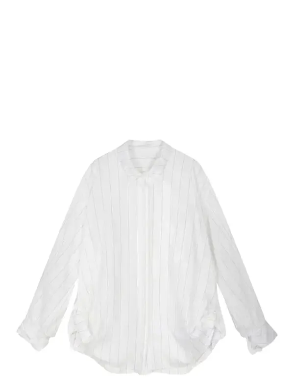 JNBY Striped Shirt With Classic Collar And Curved Hem - White