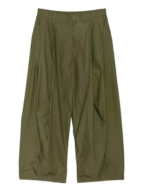 CROQUIS Curved-leg Poplin Trousers - Green
