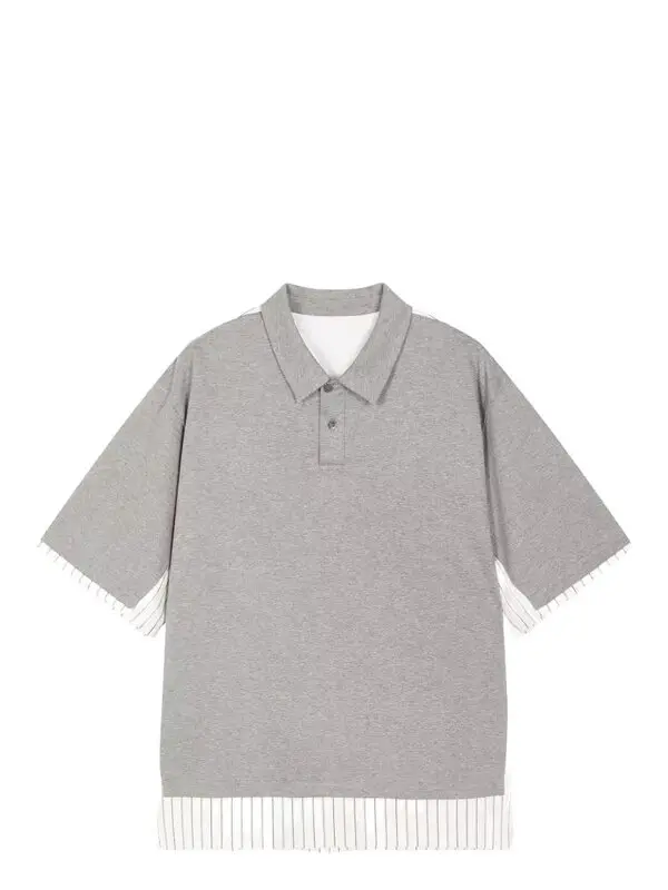 CROQUIS Layered Panelled Cotton Polo Shirt - Grey