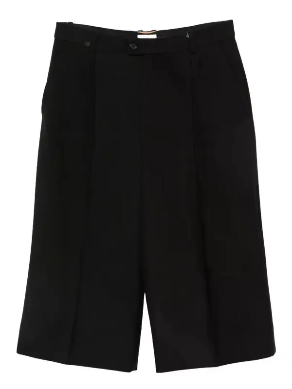 Saint Laurent Pleated Wide-leg Shorts - Black