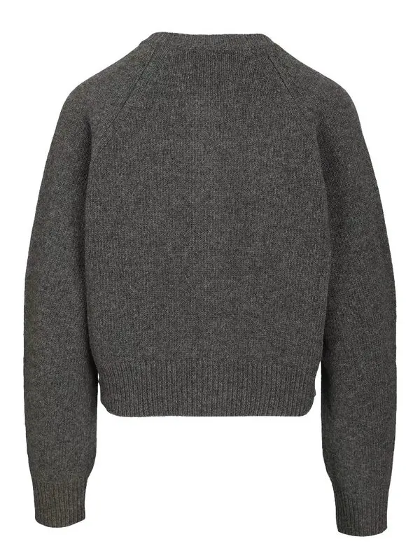 Max Mara Virgin Wool Crewneck Cardigan - Grey