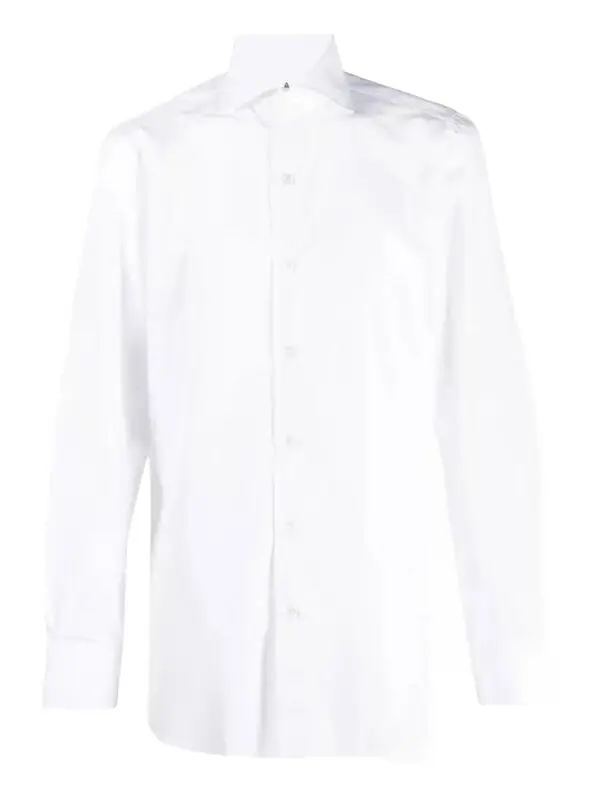 FINAMORE 1925 Spread-collar Long-sleeve Shirt - White