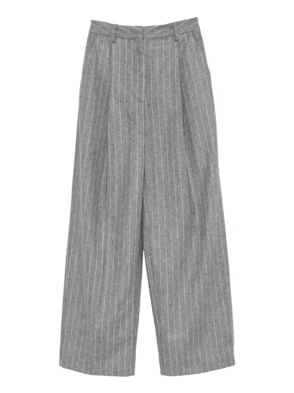 THELATEST E-axel Pinstriped Wide Leg Trousers - Grey
