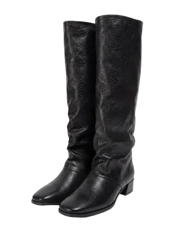 P.a.r.o.s.h Grainy Effect Slouch Boots - Black