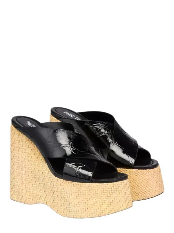 Paris Texas Crocodile-effect Wedge Sandals - Black