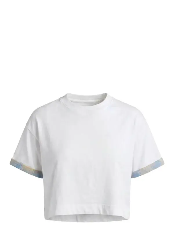 ASKK NY Check Cuff Cropped T-shirt - White