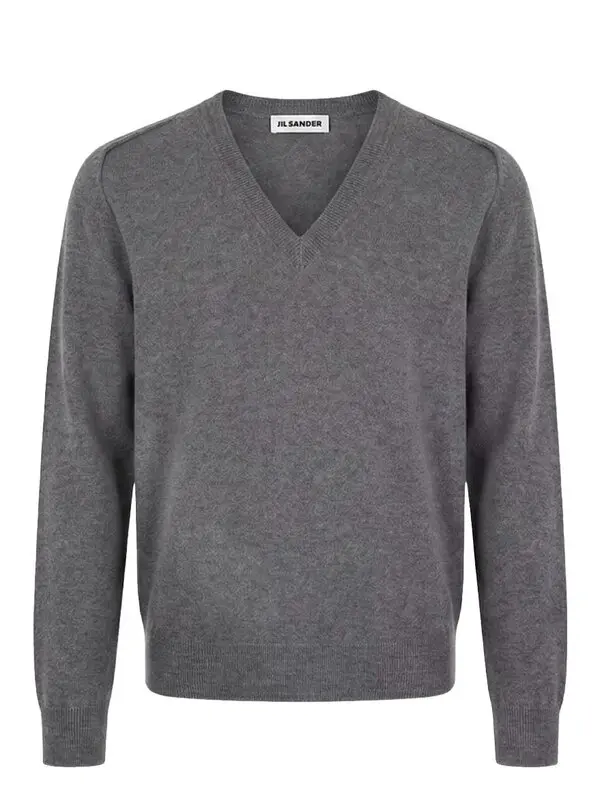 JIL SANDER V-neck Cashmere Sweater - Grey