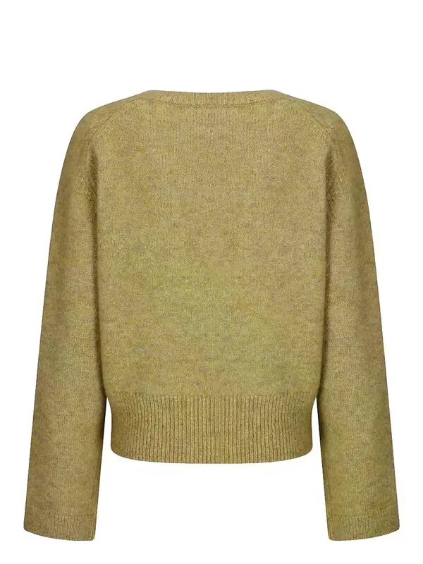 GANNI Melange V-neck Sweater - Yellow