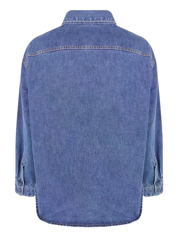 Emporio Armani Cotton Denim Shirt With A Chest Pocket And Metallic Buttons - Blue