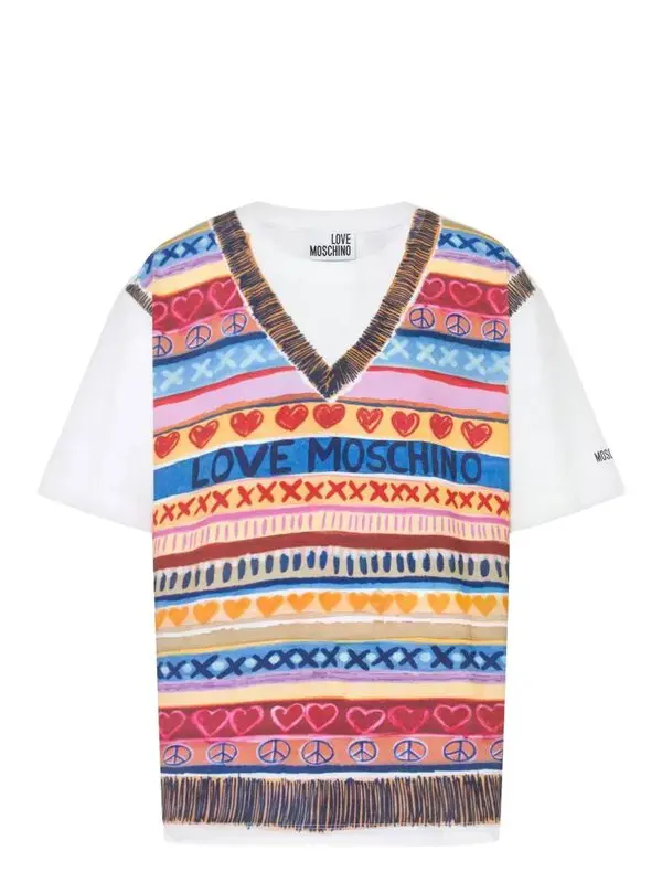 Moschino Printed Cotton Jersey T-shirt - White