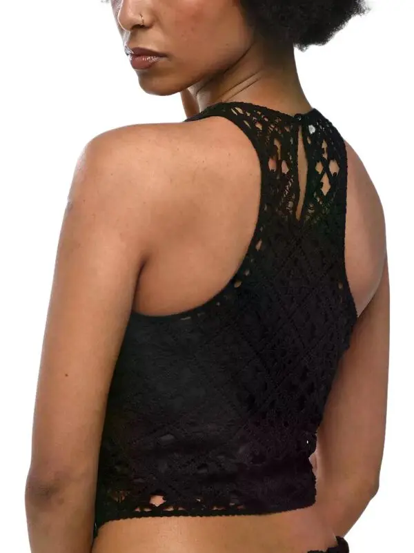 Off-White Crochet-knit Geometric Halter Top - Black
