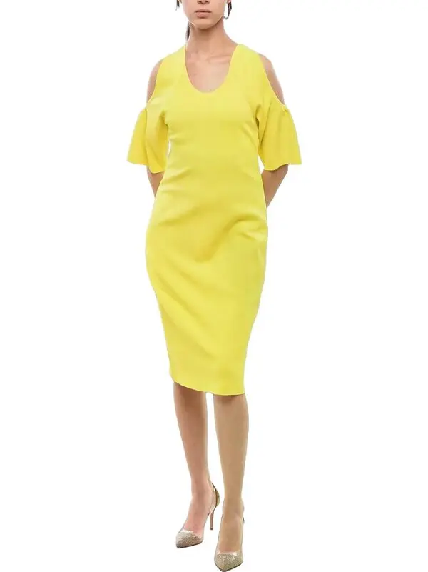 Stella McCartney Midi Dress With Cold Shoulder Sleeves - Yellow