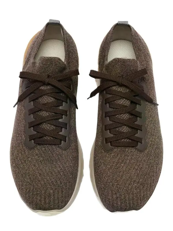 Brunello Cucinelli Lace-up Knit Sneakers - Brown
