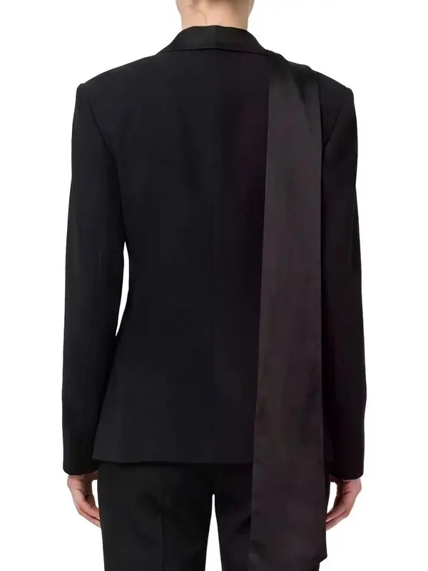 Attico Tuxedo Jacket With Sash Detail - Black