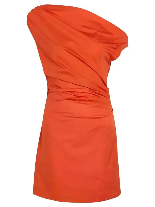 Staud One-shoulder Draped Mini Dress - Orange